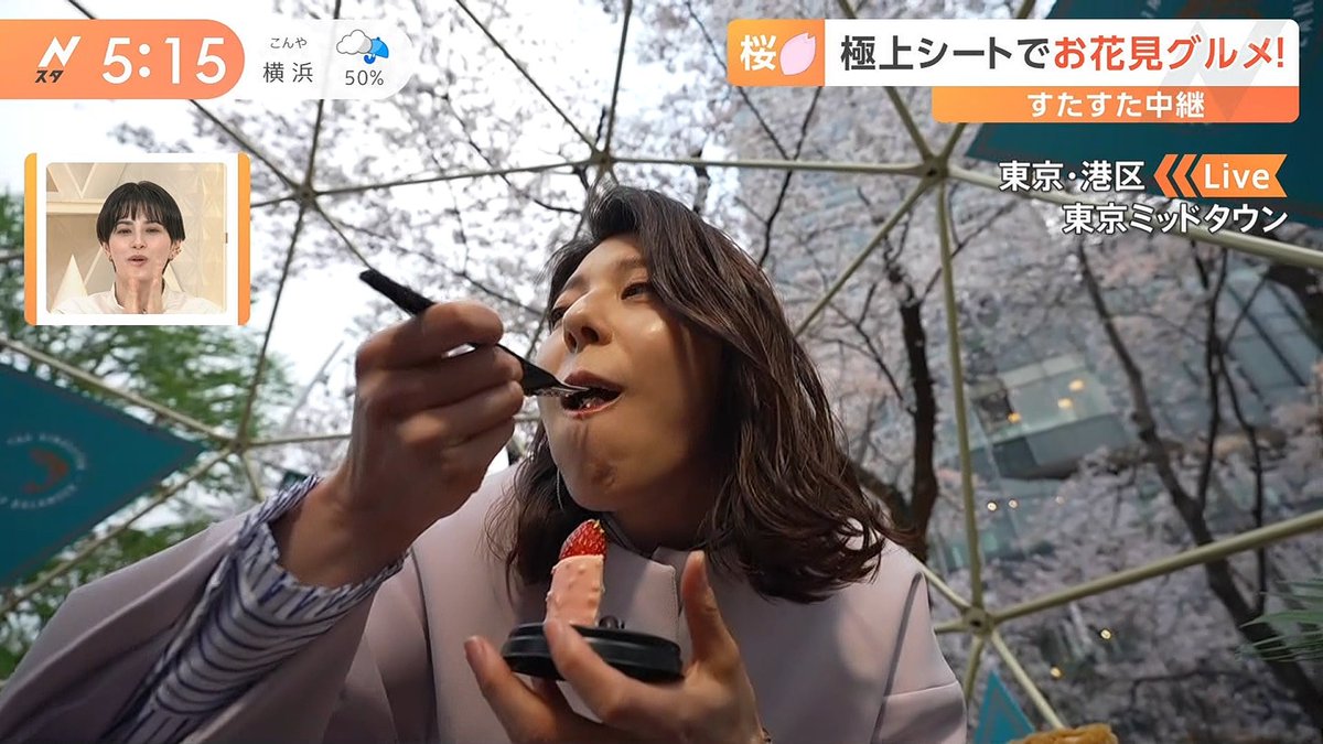 城丸香織 on Twitter: "TBS Nスタ＠お花見グルメ"