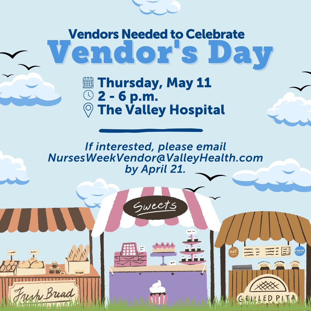 The Valley Hospital on Twitter: "Calling all vendors! This year’s Vendor’s Day event, during ...