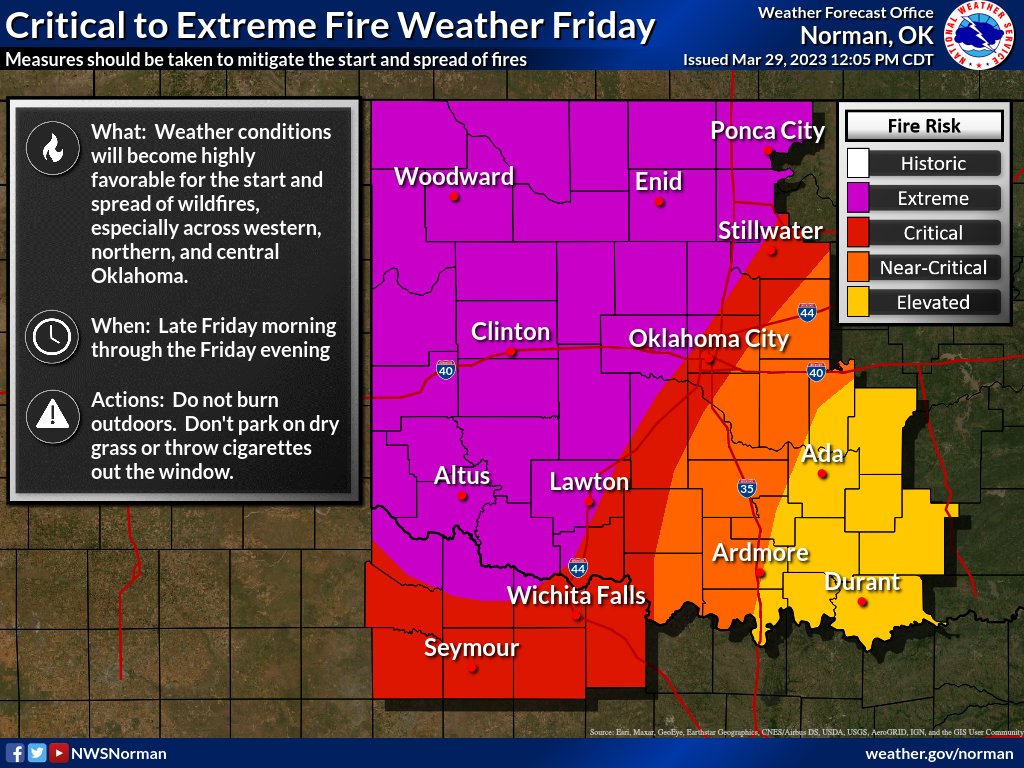 NWS Norman on Twitter: "⚠️ We continue to monitor the potential for critical to extreme fire ...