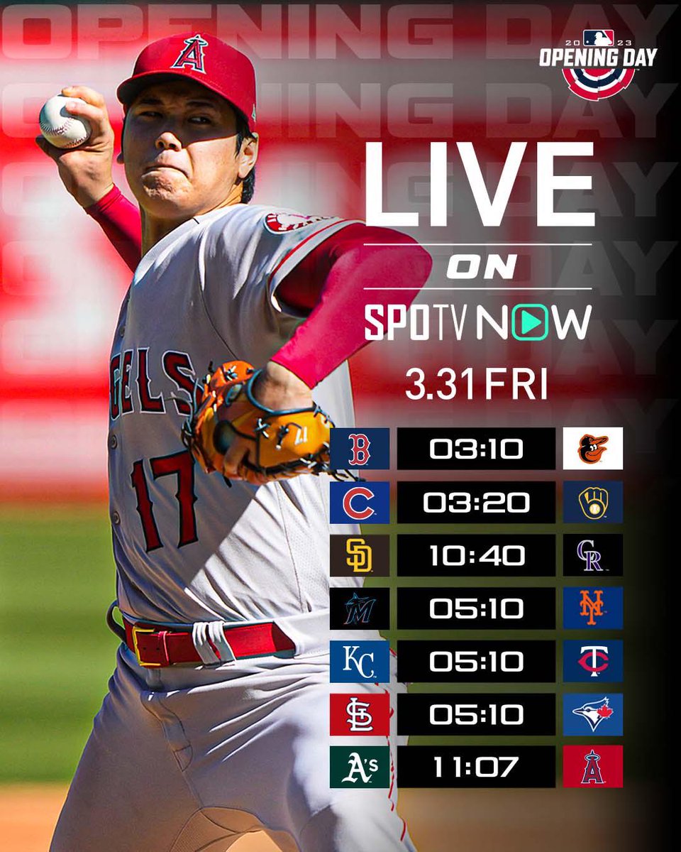 SPOTV NOW JAPAN on Twitter: "⚾️ #MLB 開幕!! ⚾️ ／ #大谷翔平 "二刀流"で開幕投手として先発!! #アスレチックス vs #エンゼルス \ 📆 3/ ...