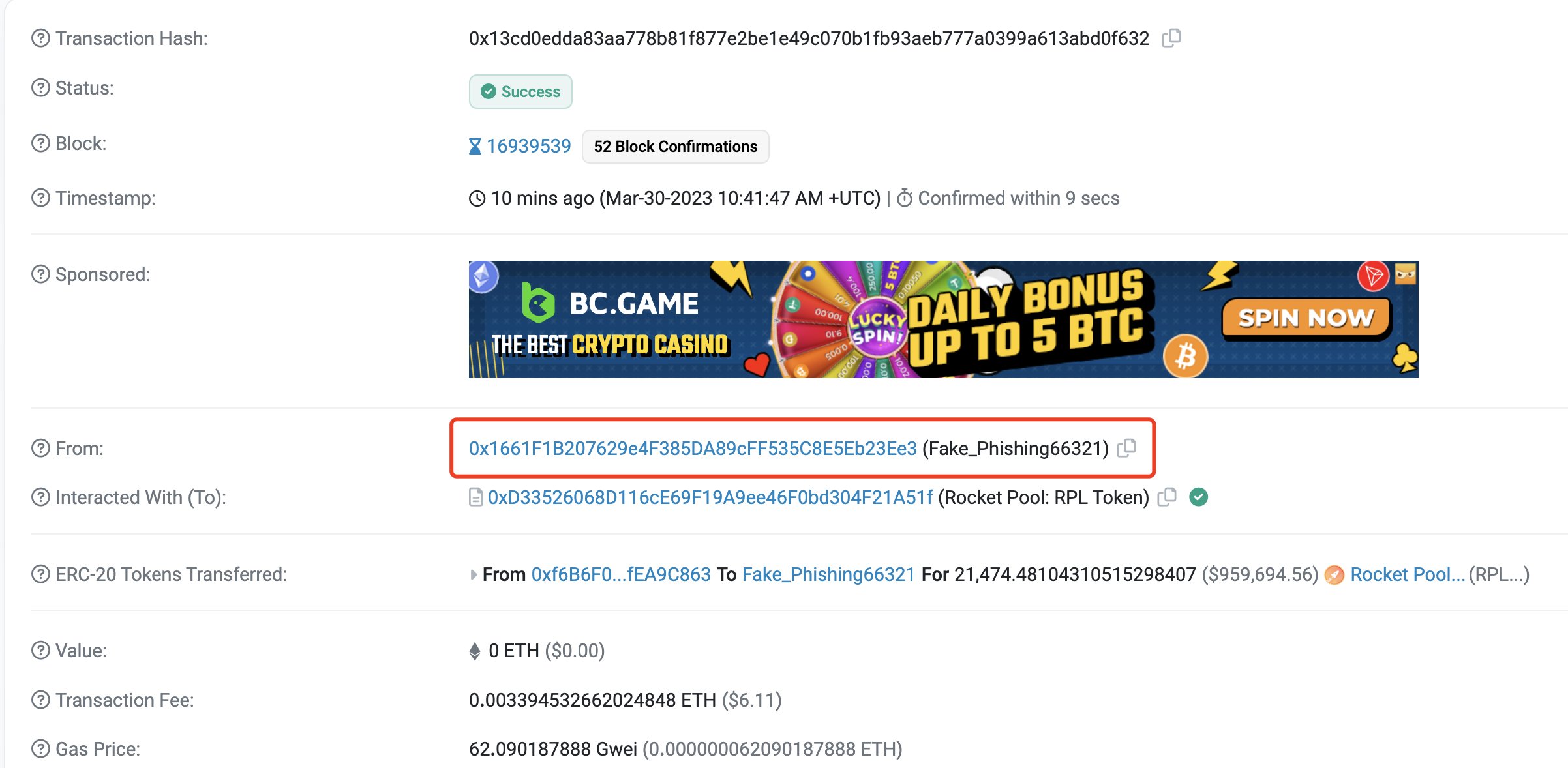 Lookonchain on Twitter: "Have you been phishing attacked? @worthalter @poapxyz Seems like Fake ...