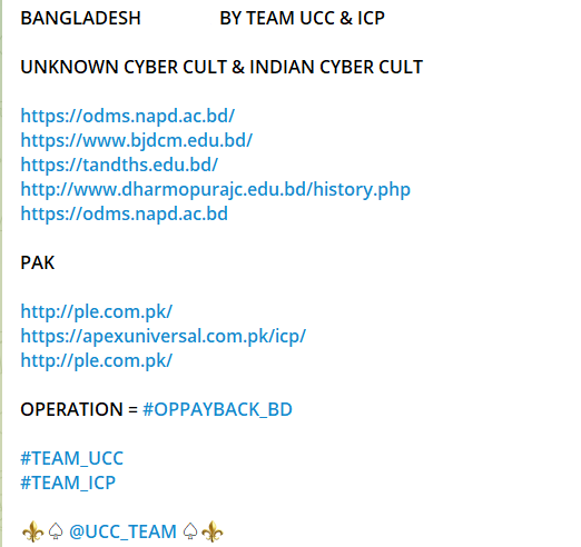 Jonathan Espinosa on Twitter: "RT @FalconFeedsio: Team UCC and ICP hackers group claims to have ...