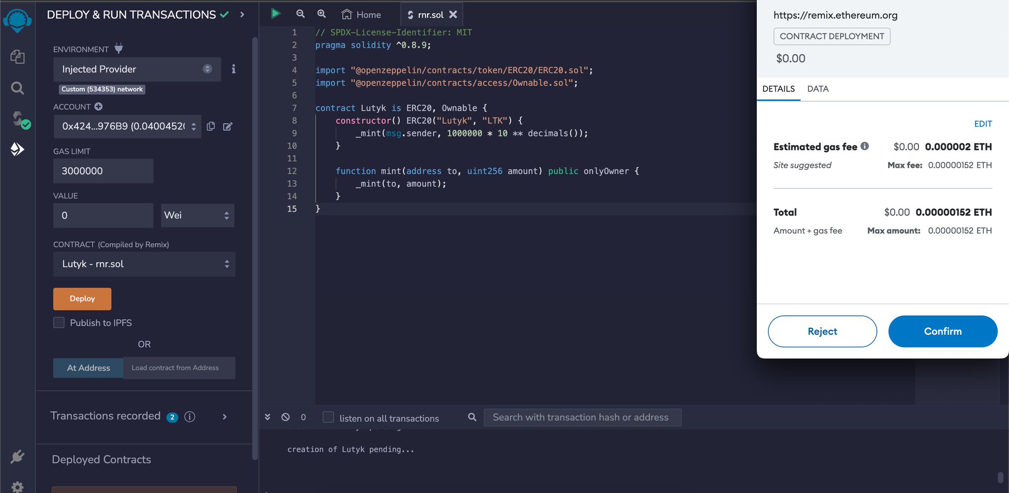 Runner on Twitter: "15/ Deploy and Run Transactions, and in the Environment section select ...