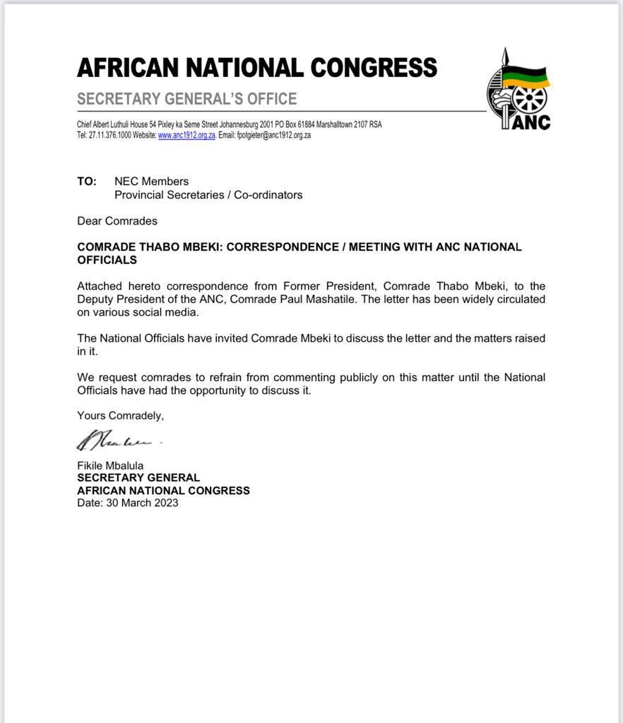 Sihle Mavuso on Twitter: "UPDATE: ANC secretary-general, Fikile Mbalula, has asked party members ...