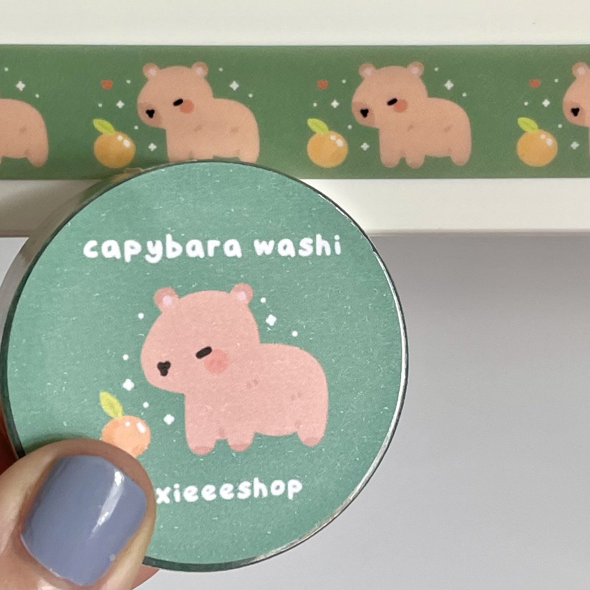 Catmint Studios 💚 on Twitter: "RT @pixieeeshop: my new capybara washi tape is on my shop now!! 🍃 🍊"