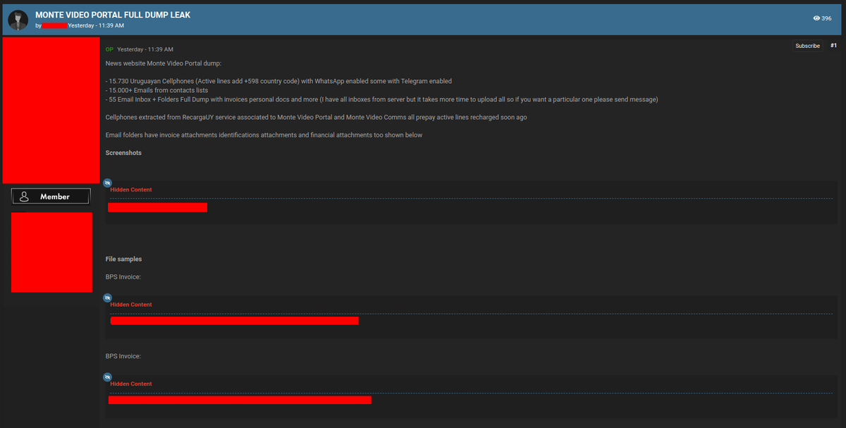 Mauro Eldritch 🏴‍☠️ on Twitter: "🇺🇾 Publican una filtración de #Montevideo Portal, que ...
