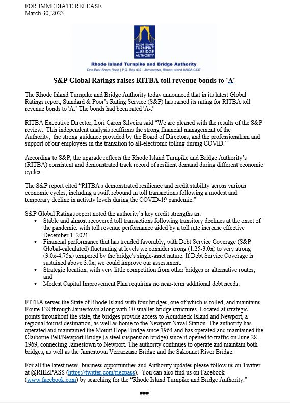 Travel Alerts - Rhode Island Turnpike and Bridge Authority