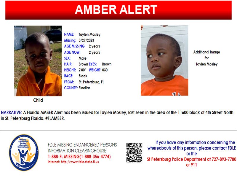 FDLE on Twitter: "PLEASE SHARE! Florida AMBER Alert for Taylen Mosley, a black male, 2 years old ...