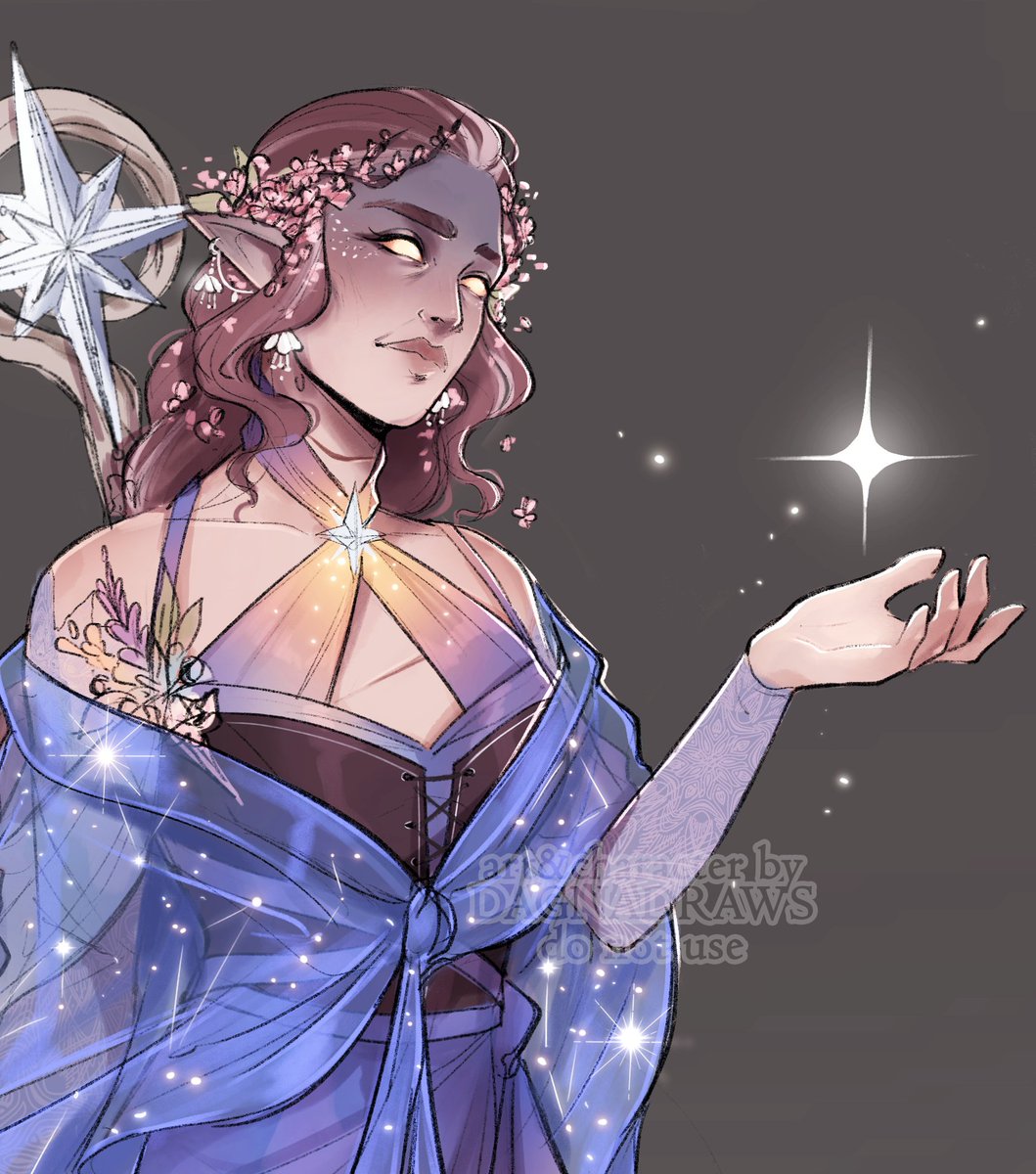 Miranda on Twitter: "RT @DagnaDraws: Guided by the stars~ My Eladrin Star druid Asteira of clan ...