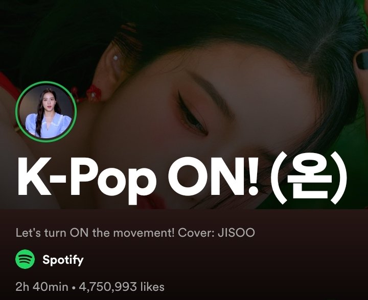 치치💜 on Twitter: "RT @GlobalJisoo: Jisoo is the cover of the spotify playlist "K-Pop ON!" with ...