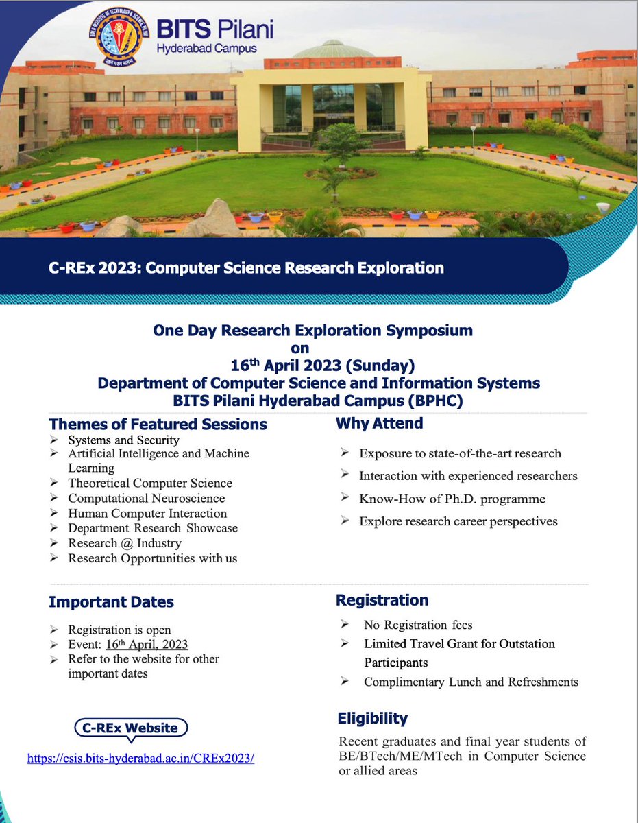 BITS Pilani on Twitter: "RT @VenkRamaswamy: Curious how research in Computer Science feels like ...