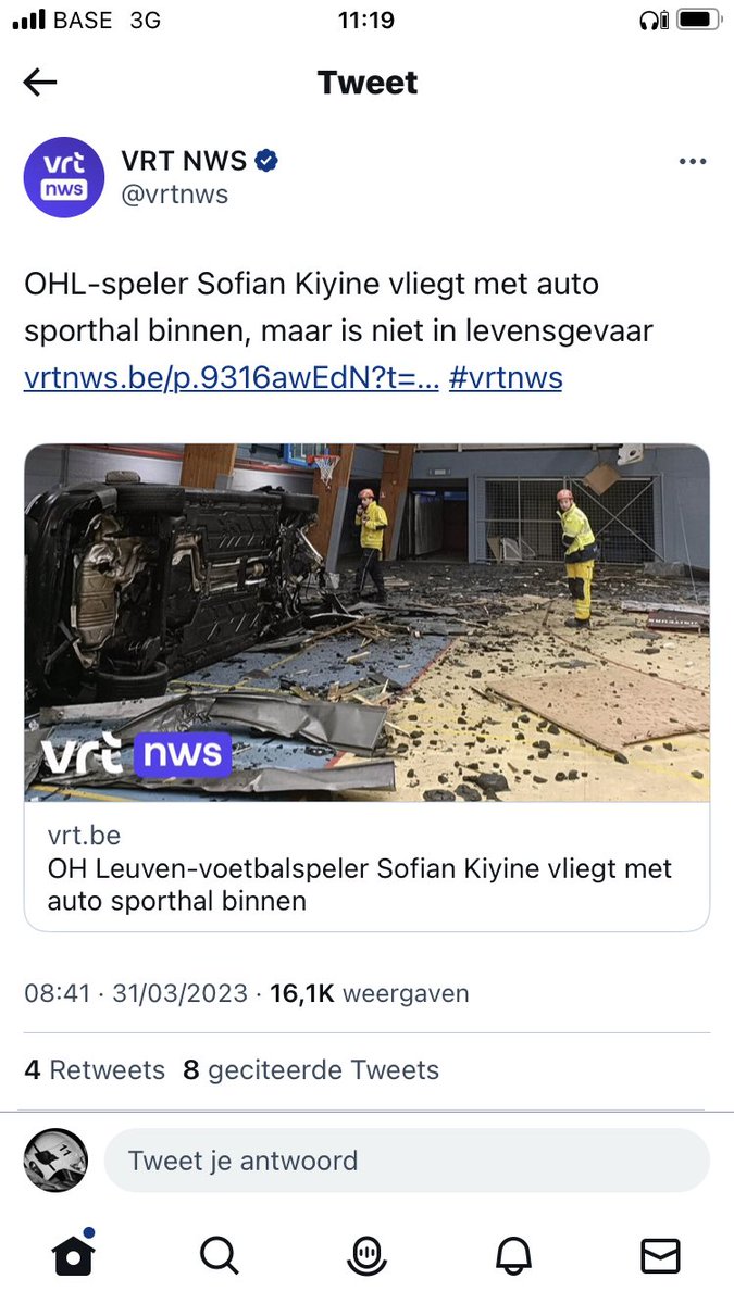 Glenn De Backer on Twitter: "Welke snelheid moet je wel niet rijden om een object van meer dan ...