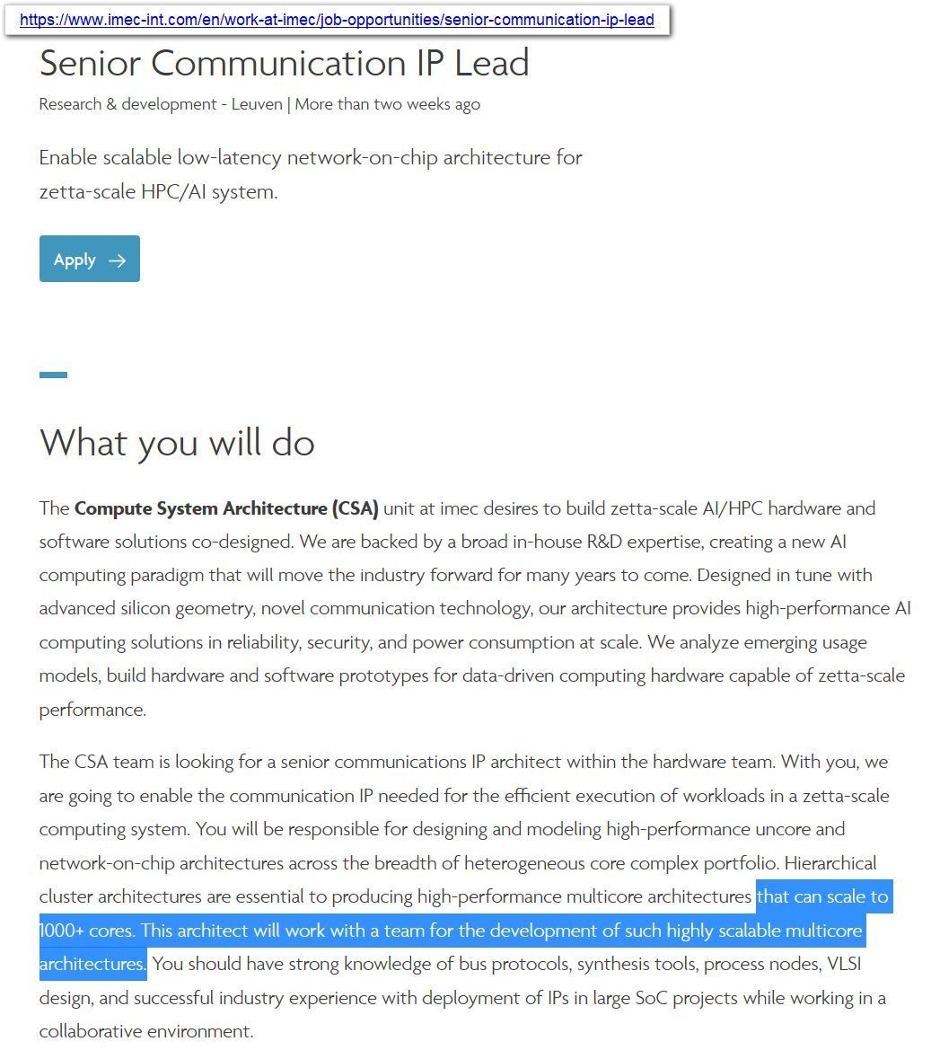 OGAWA, Tadashi on Twitter: "=> imec Compute Systems Arch Unit zetta-scale AI/HPC Principal ...