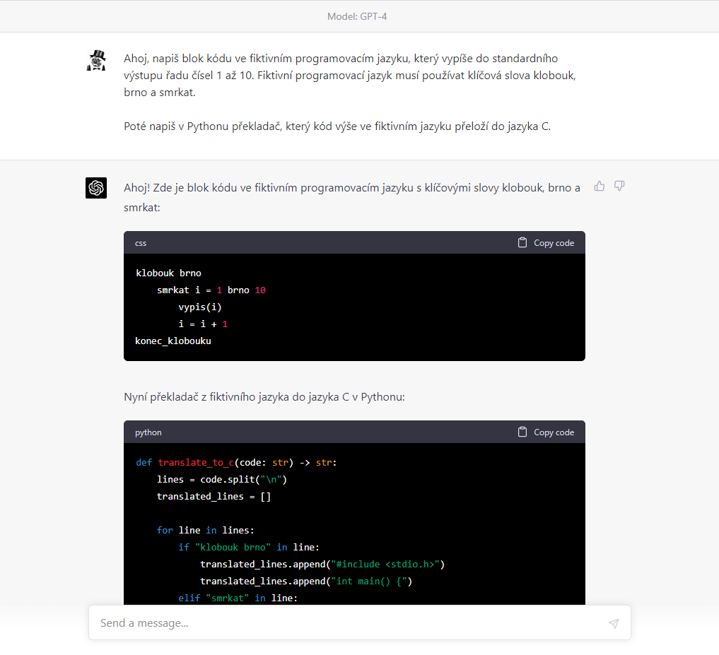 Jakub Čížek on Twitter: "Ahoj, napiš blok kódu ve fiktivním programovacím jazyku, který vypíše ...