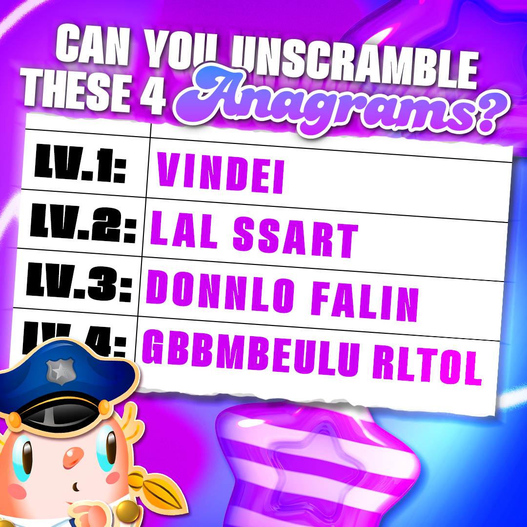 Candy Crush Saga on Twitter: "do you have what it takes to unscramble these All Star anagrams? # ...