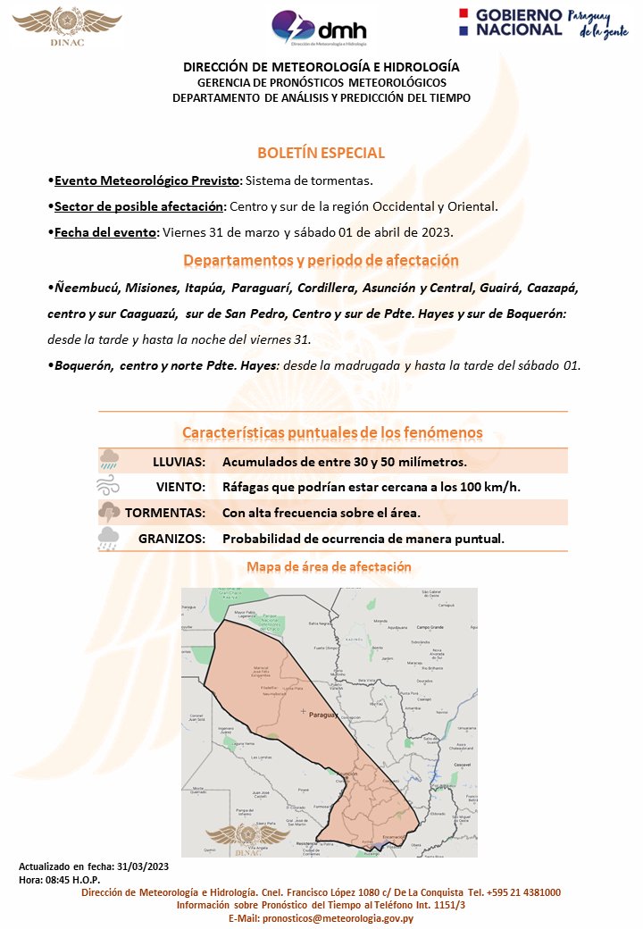 DMH_Paraguay on Twitter: "Boletín Especial por Sistema de Tormentas Enlace: https://meteorologia ...
