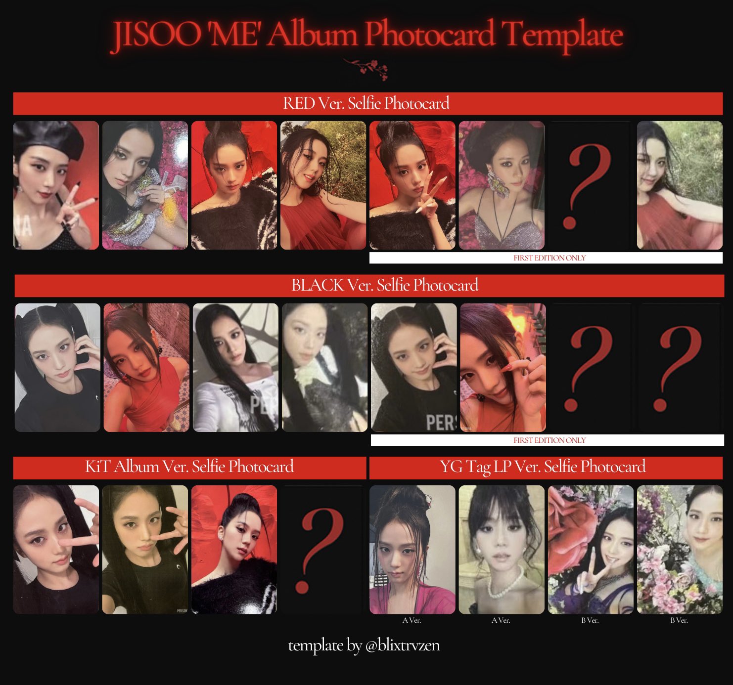 elli 🐣💫 saw dreamies! on Twitter: "BLACKPINK JISOO 'ME' Album Photocard PC Template w/ First ...