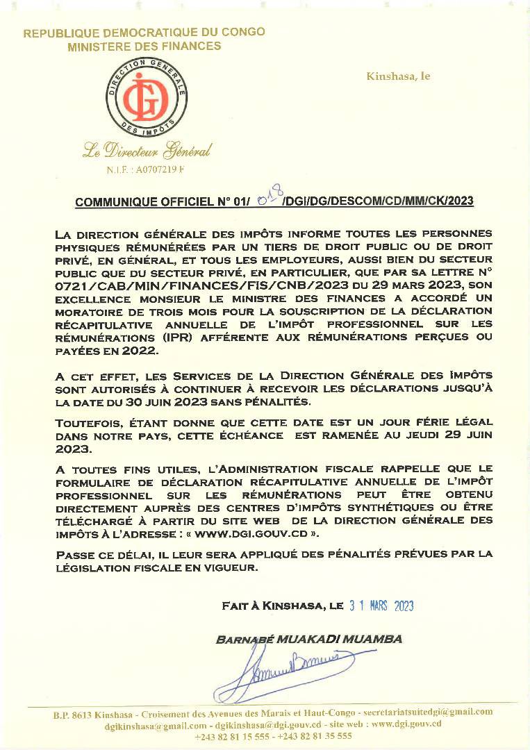 Dgi Rdc On Twitter Urgent ‼️ Un Moratoire De 3 Mois Est Accordé Par