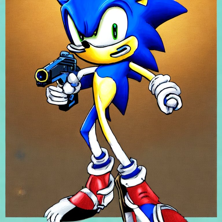 Sonic The Hedgehog With A Gun
