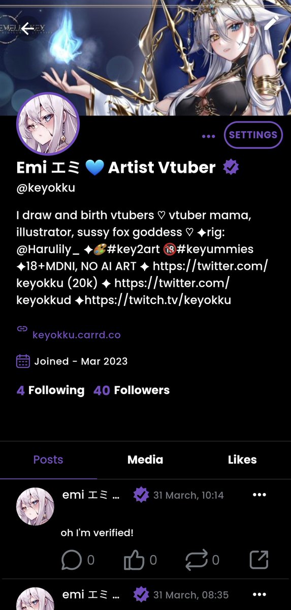 emi エミ⌛️🦊 artist vtuber on Twitter: "owo I'm verified on new vtuber site
