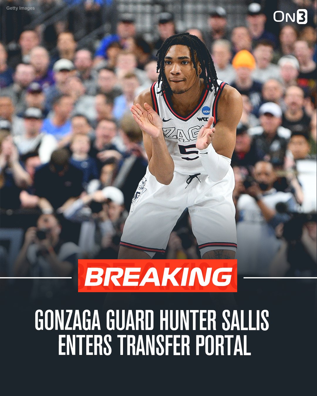 On3 on Twitter: "Gonzaga guard Hunter Sallis, a former five-star recruit, has entered the NCAA ...