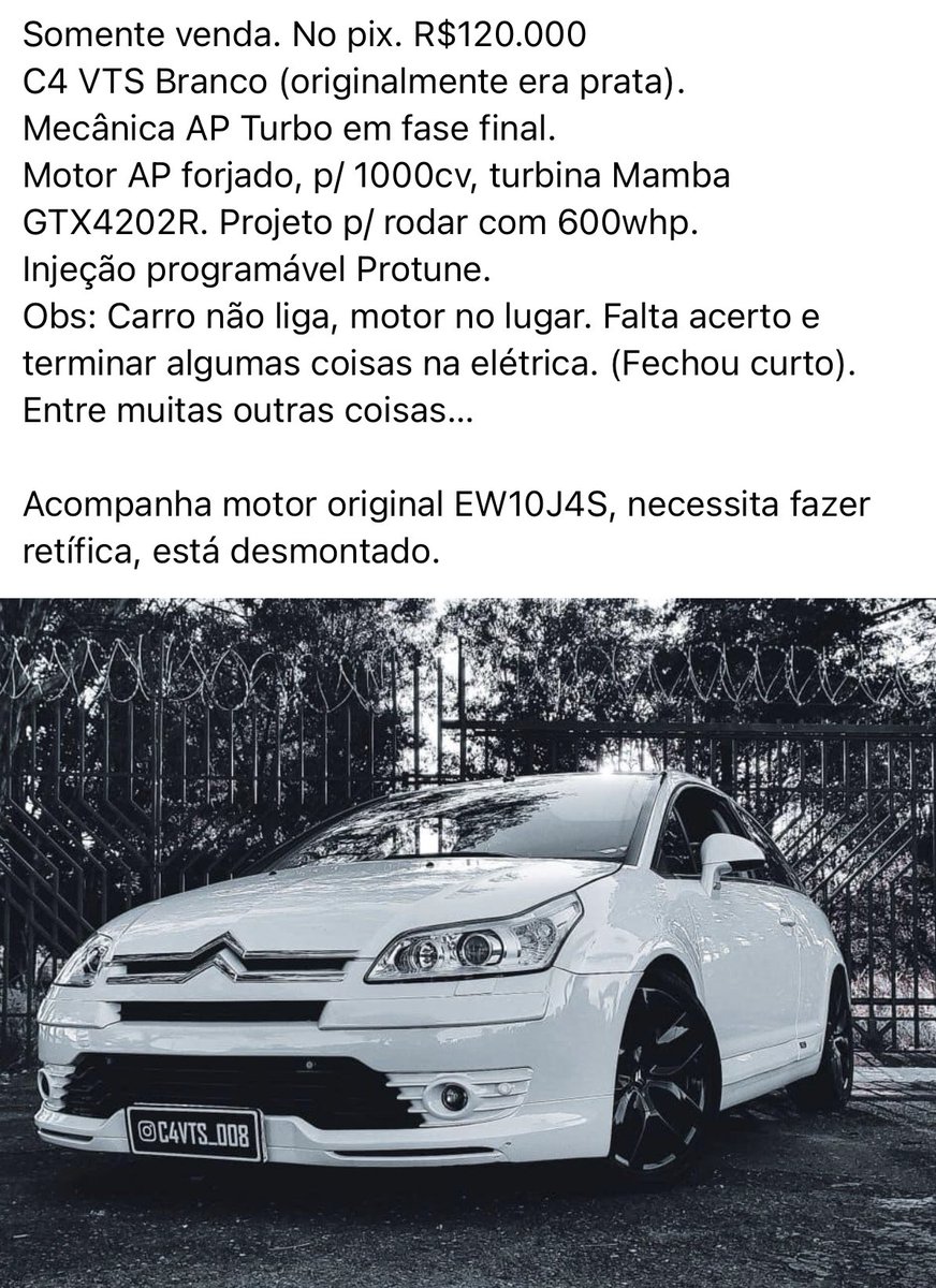 Lendas Do Asfalto On Twitter 120 Mil Num C4 Com Motor Ap Sem Acerto E