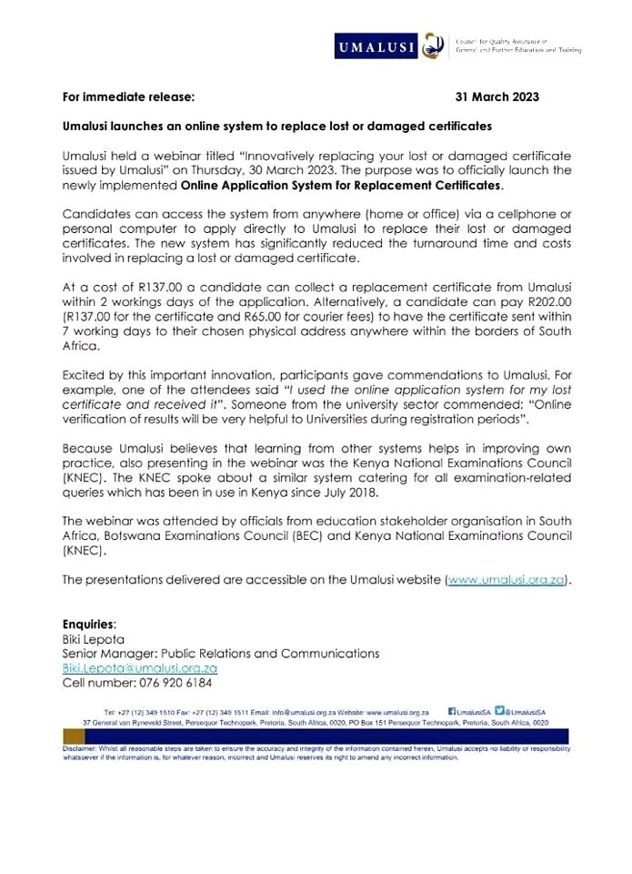 SA Youth Employment🇿🇦 on Twitter: "📌Umalusi launched a new Online Application System for ...