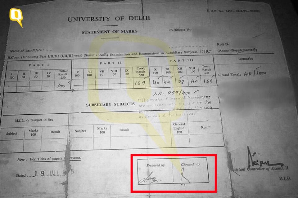 Why there is a question mark on Modi’s degree? 1) In 1976, Modi’s marks ...