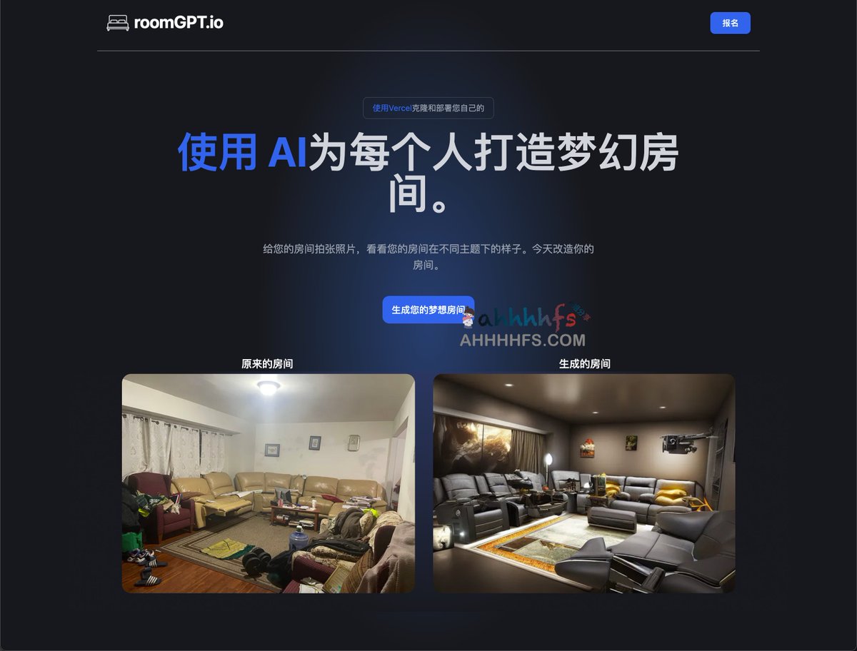 ahhhhfs on Twitter: "RoomGPT-AI自动生成房间设计图 只需要上传你房间的原始图片 有各种主题和房间类型可选择 稍等几秒钟 ，AI即可帮你生成 高大尚的装修设计后概念 ...