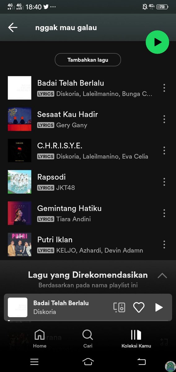 Tanyarl ㅡ 🚫 Rep OOT/JUALAN/LINK AFF on Twitter: "💚 spill lagu indo yg ...