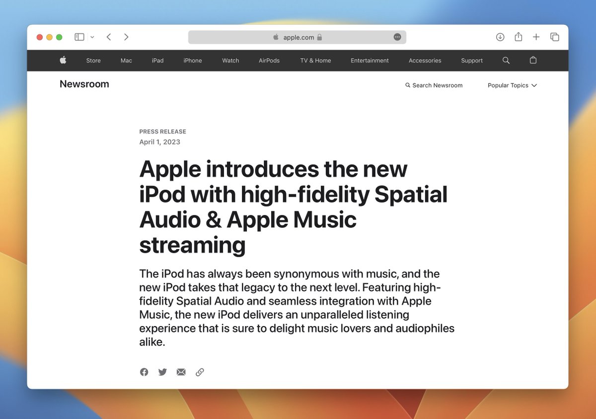 Basic Apple Guy on Twitter: "Apple introduces the new iPod! 🎶 https://apple.com"