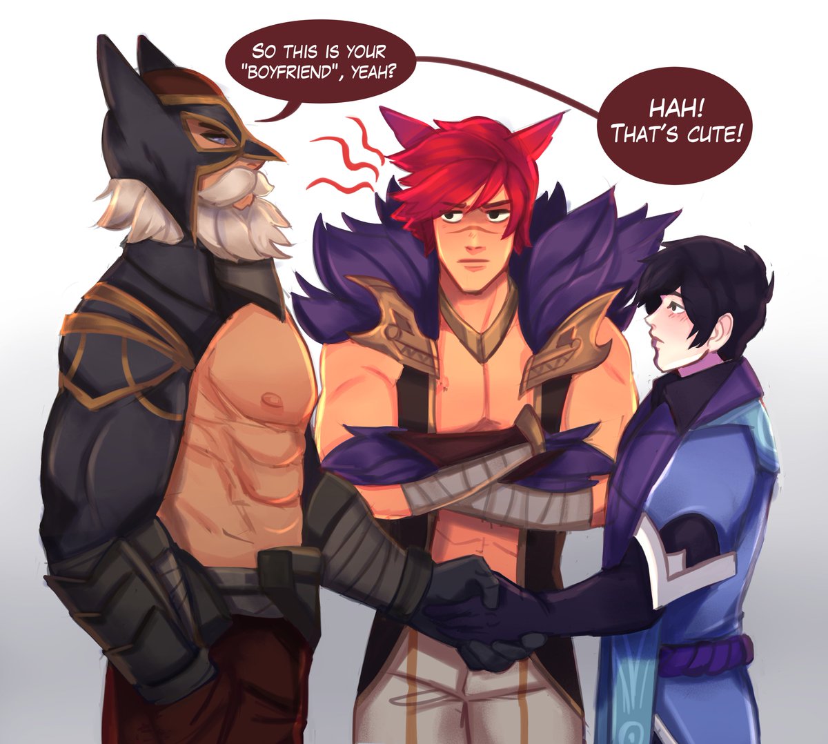 「Aphelios meets Sett's dad #settphel #set」|🌻🌾 Mango Bango 🌾🌻のイラスト