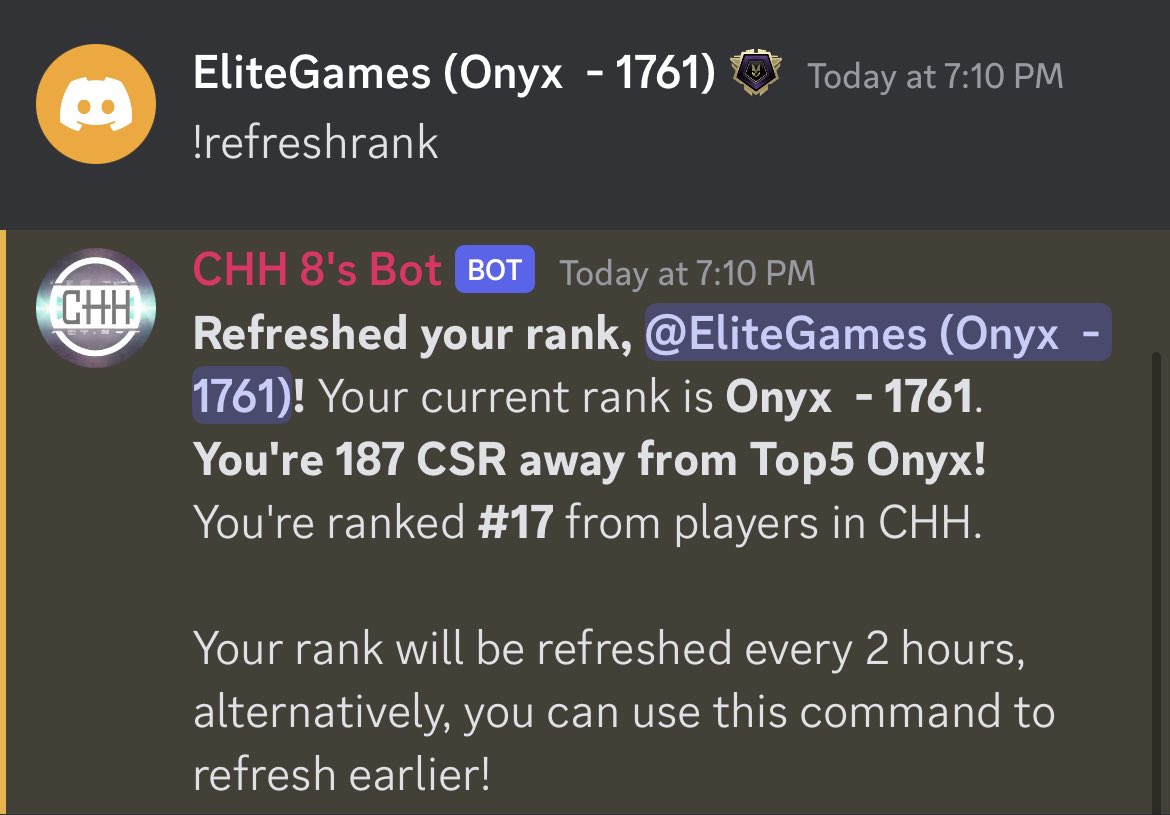 Competitive Halo Hub on Twitter: "Now with our Discord bot you can see how far away you are from ...