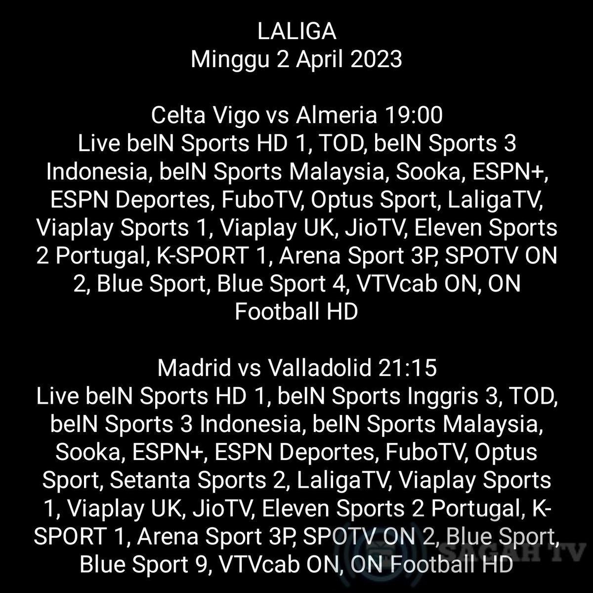 sagahtvlive on Twitter: "RT @sagahtvlive: #Jadwal Siaran Langsung :EPL :Laliga"