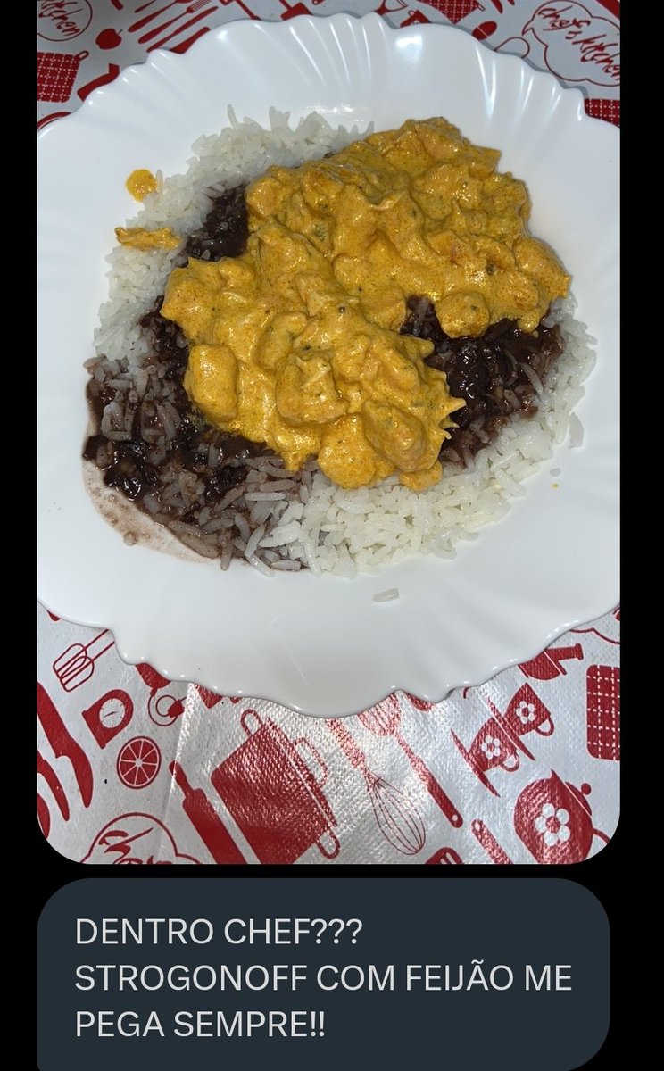 Chef Dan Galhardo on Twitter: "O Feijão é por cima ou por baixo do Strogonoff?"