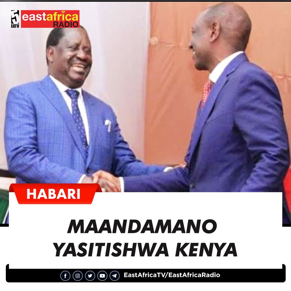 EastAfricaTV on Twitter: "#HABARI Kiongozi wa Upinzani Raila Odinga amekubali ombi la Rais ...