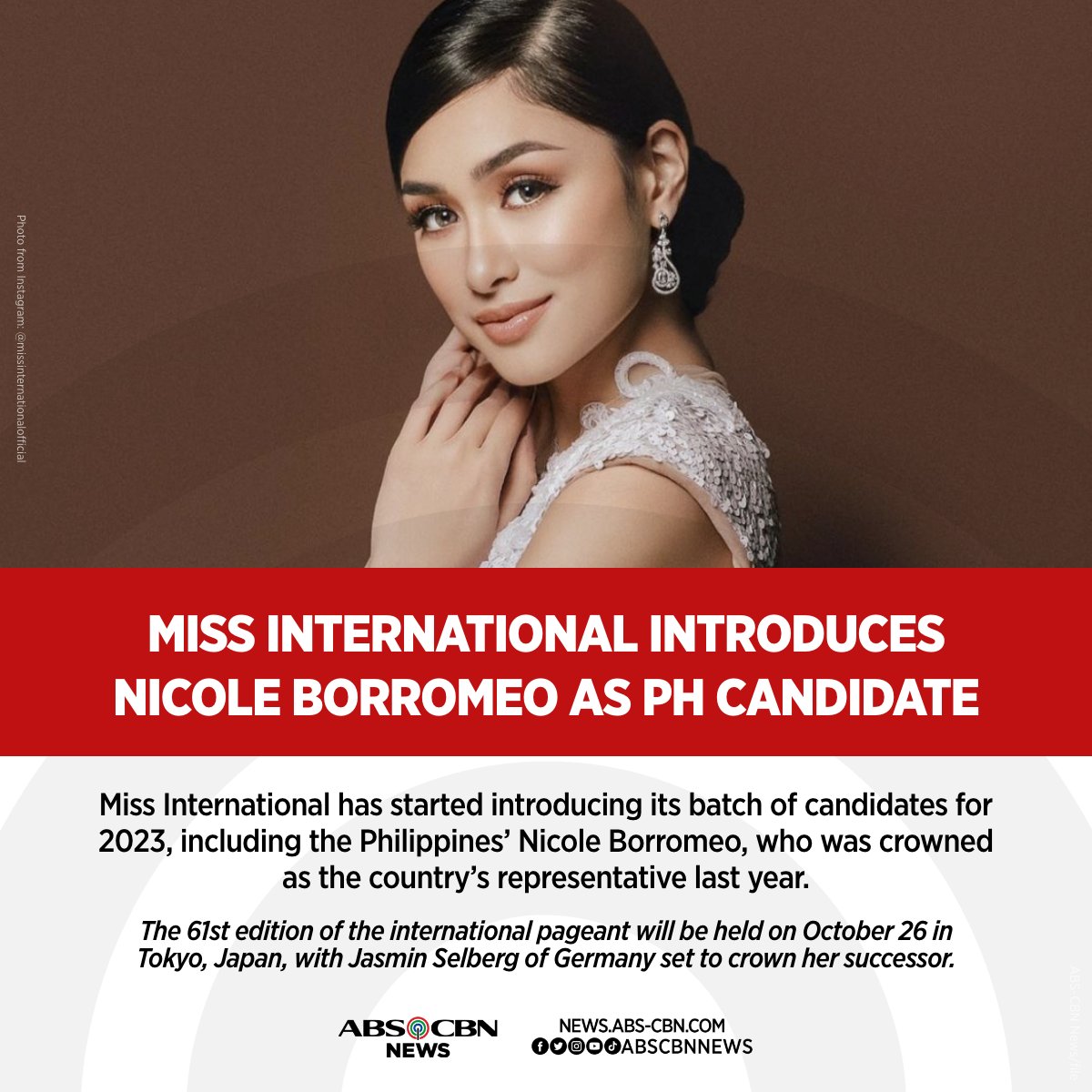 ABS-CBN News on Twitter: "Nicole Borromeo was crowned in 2022 but will only get to compete this ...