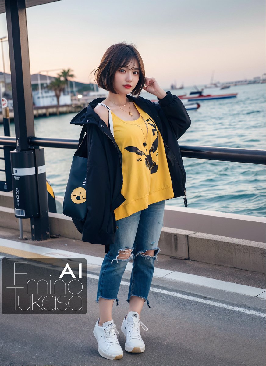 エミノツカサ Ai Street On Twitter きょうの日の入りは18時04分だって Ai Generated Girl