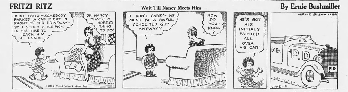 Nancy Comics by Ernie Bushmiller on Twitter: "The 30’s, Fritzi Ritz By Ernie Bushmiller 6-19-33"