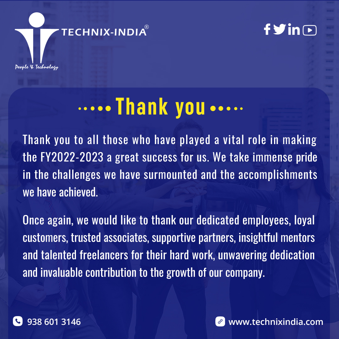TECHNIX INDIA on Twitter: "Thank you to all those who have played a vital role in making the ...