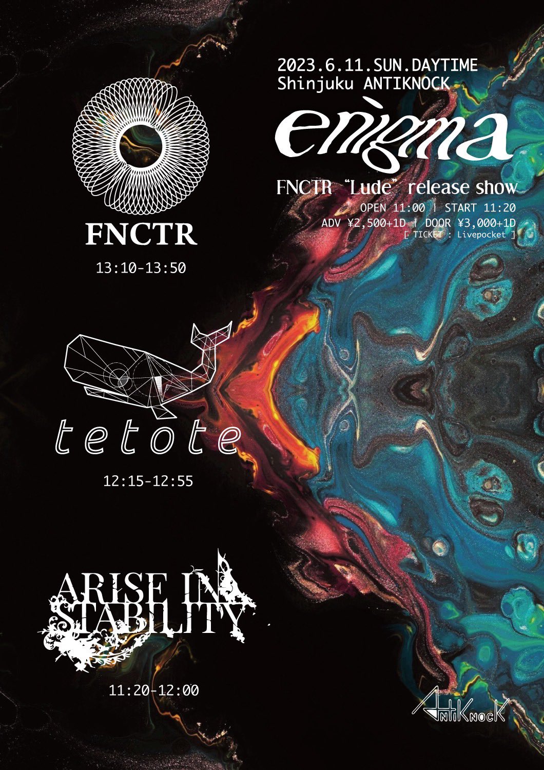 Arise in Stability on Twitter: "【🧠New show added🧠】 6/11(日)〈DAYTIME〉@新宿ANTIKNOCK 【enigma-FNCTR ...