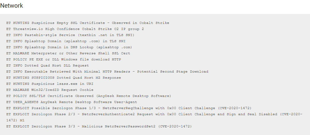 The DFIR Report on Twitter: "Detections! 15+ ET rules 5+ Custom Sigma rules 10+ SigmaHQ rules 3 ...