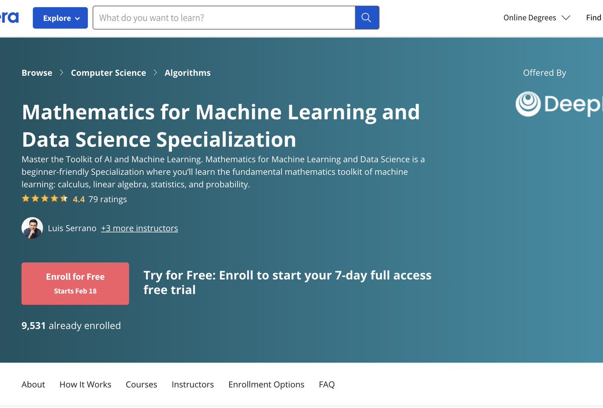 Here is a FREE guide to learning the Mathematics of AI/ML. Organized ...