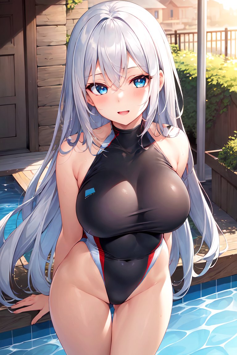 美羽あいり@AIイラスト on Twitter: "今日も一日お疲れ様でした😊 おやすみなさい..💤 銀髪のお姉さん（競泳水着） #pixiv https://pixiv.net ...