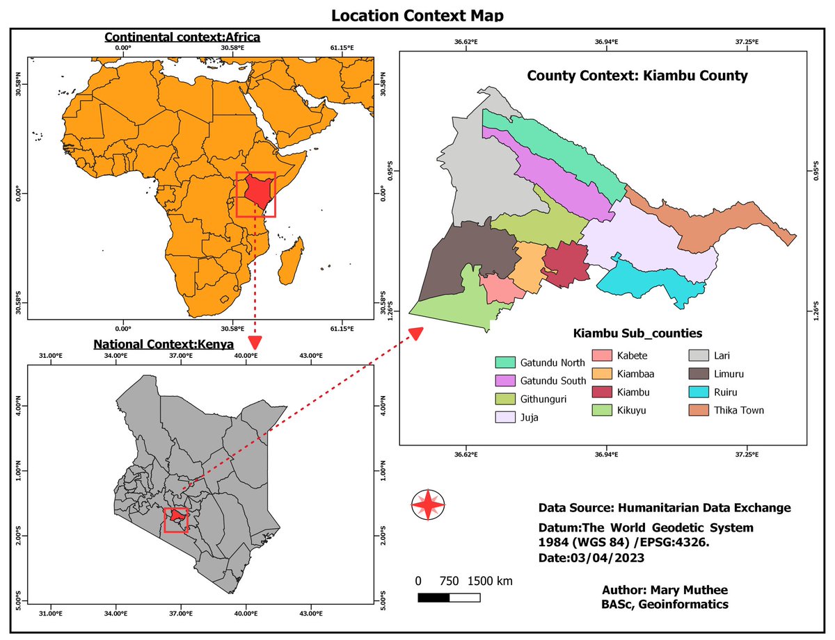 Mary Muthee on Twitter: "03/04/2023..I made a location context map for Kiambu County,#Kenya ...