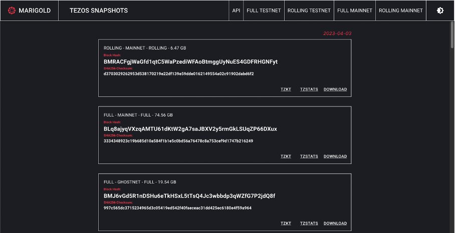 Marigold on Twitter: "👋 We shared with you our #Tezos Snapshots page a while ago 📸 Recently, we ...