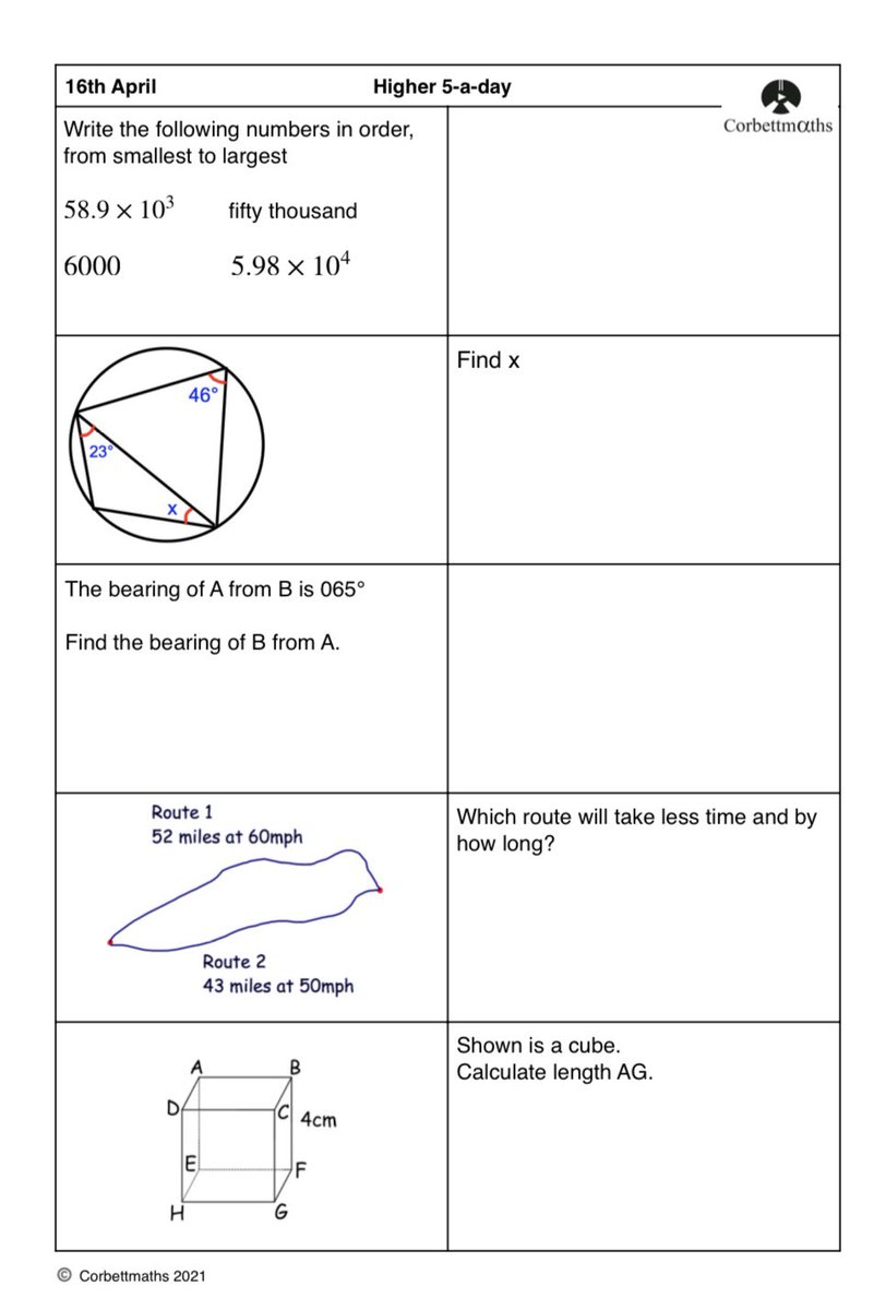 Corbettmaths on Twitter: "Studying for Higher GCSE Maths? Try today's Foundation Plus, Higher ...