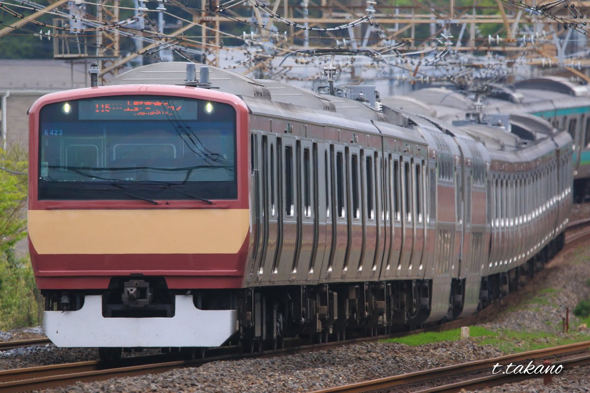 t.takano on Twitter: "185系よりこちらの方が熱かった！ E657系K12編成スカーレットブロッサム E531系K423編成赤電ラッピング"
