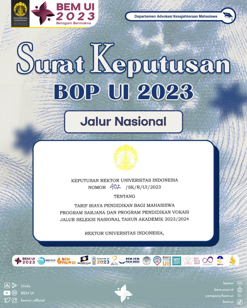 BEM UI on Twitter: "SURAT KEPUTUSAN BOP UI 2023 JALUR NASIONAL"