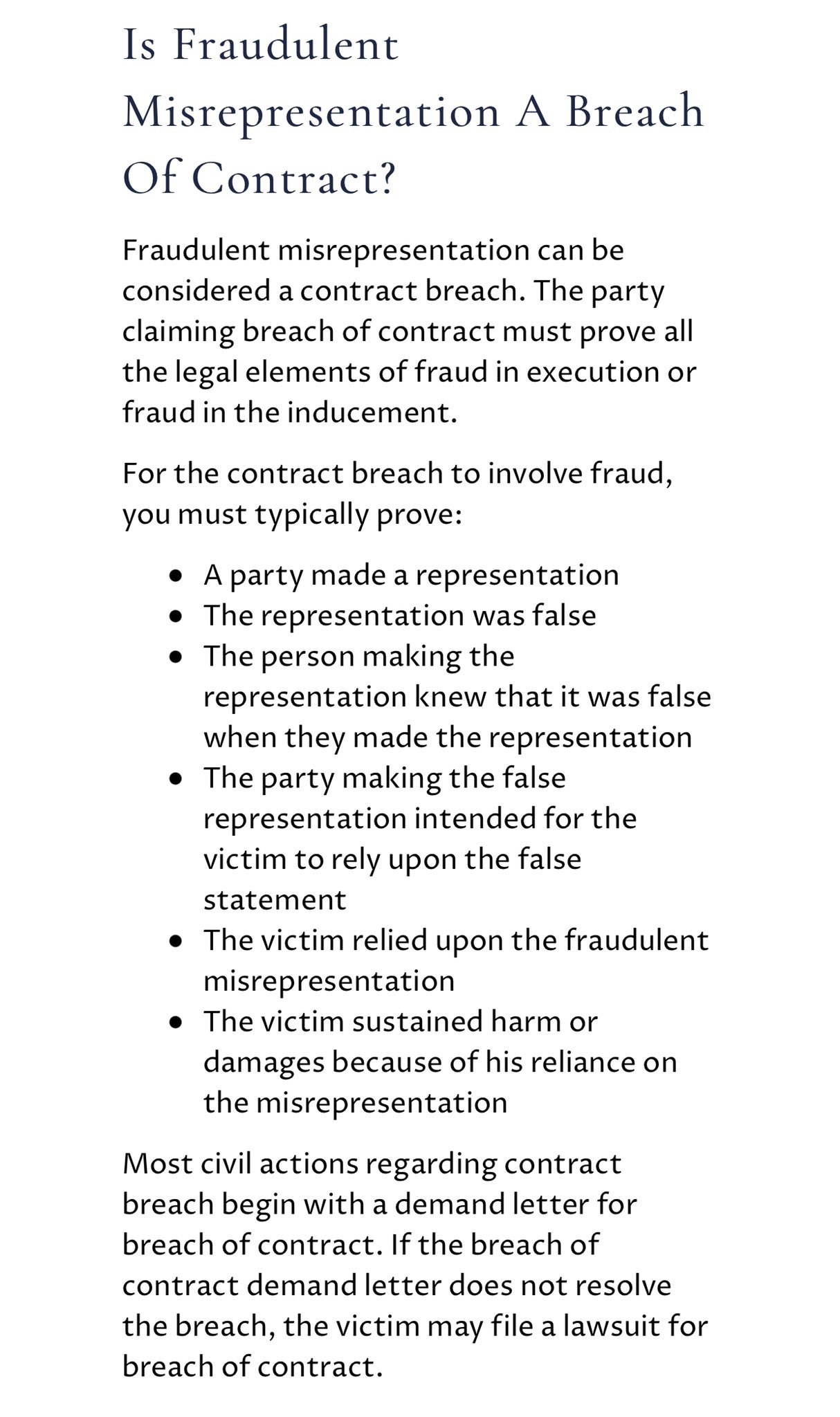Fraudulent Misrepresentation